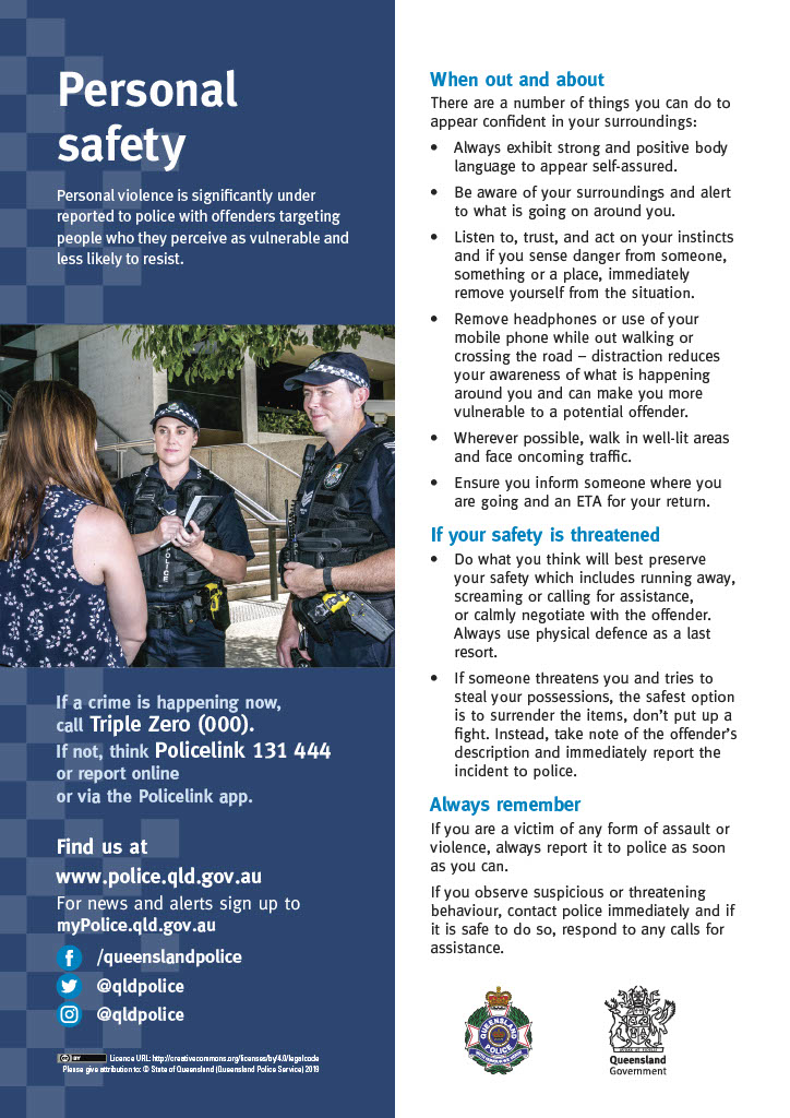 Queensland Police's Guide to Personal Safety